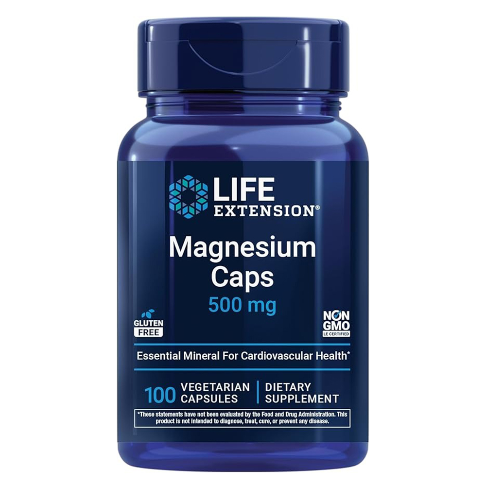 Life Extension Magnesium Caps, 100 Veggie Capsules, 500 mg, Supports ...
