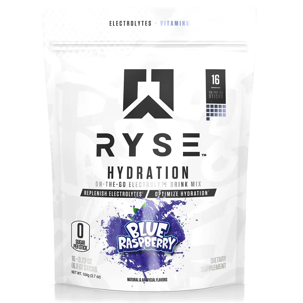 RYSE Hydration Electrolytes Sticks, Blue Raspberry, 16 Sticks, Optimize ...