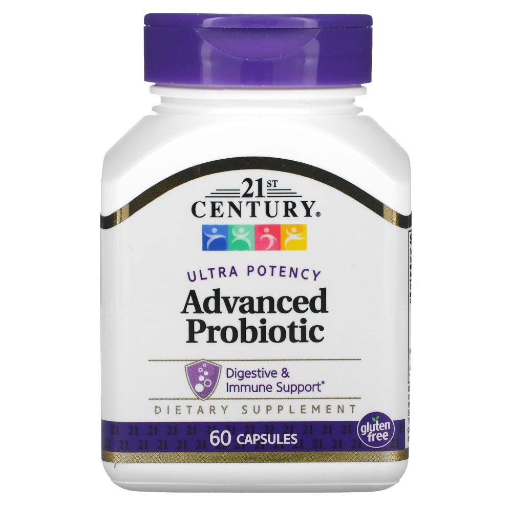21st Century Advanced Probiotic, 60 Capsules, Six Probiotic Strains, 20 ...
