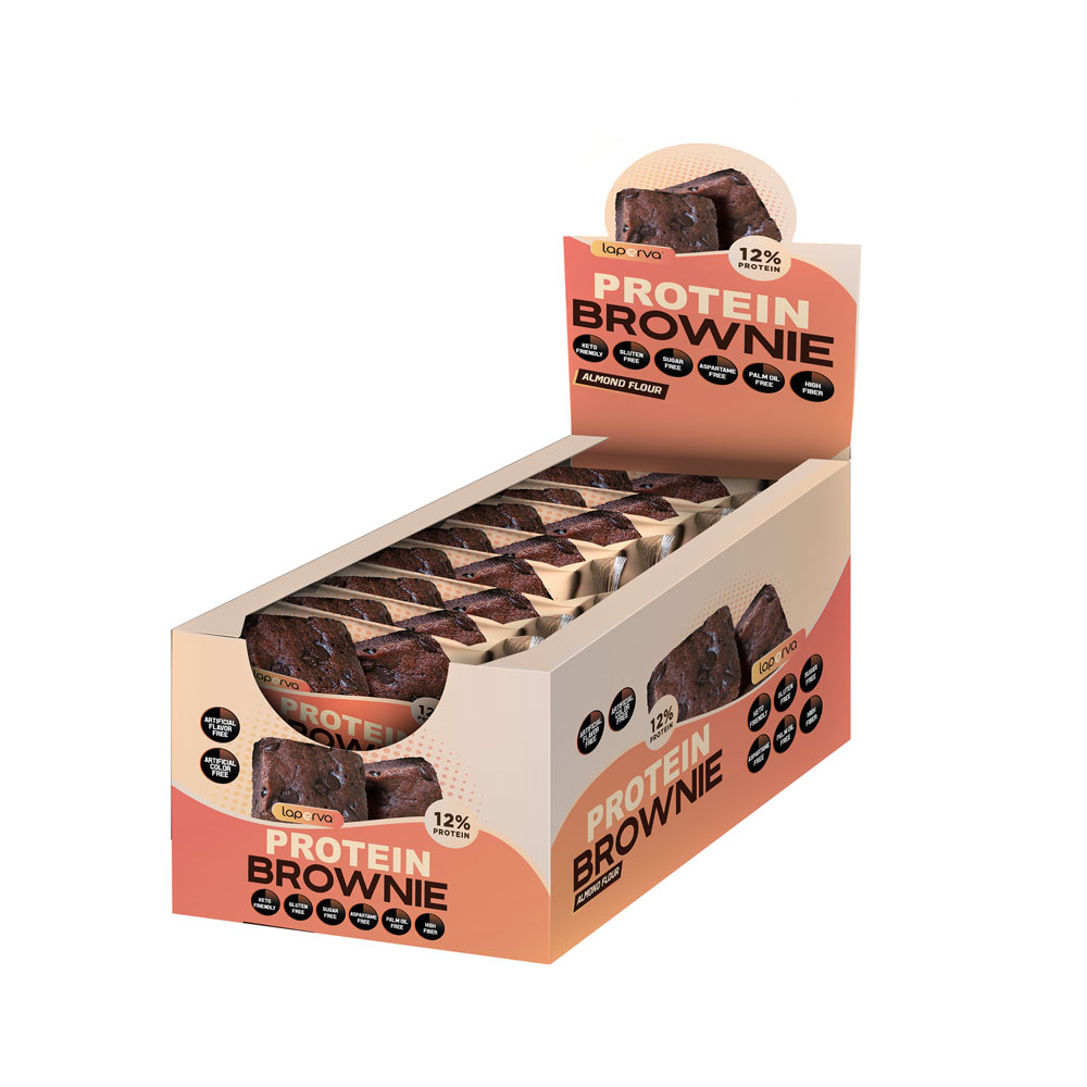 Laperva Protein Brownie, Chocolate Brownie, Box of 18 Pieces, 12% ...