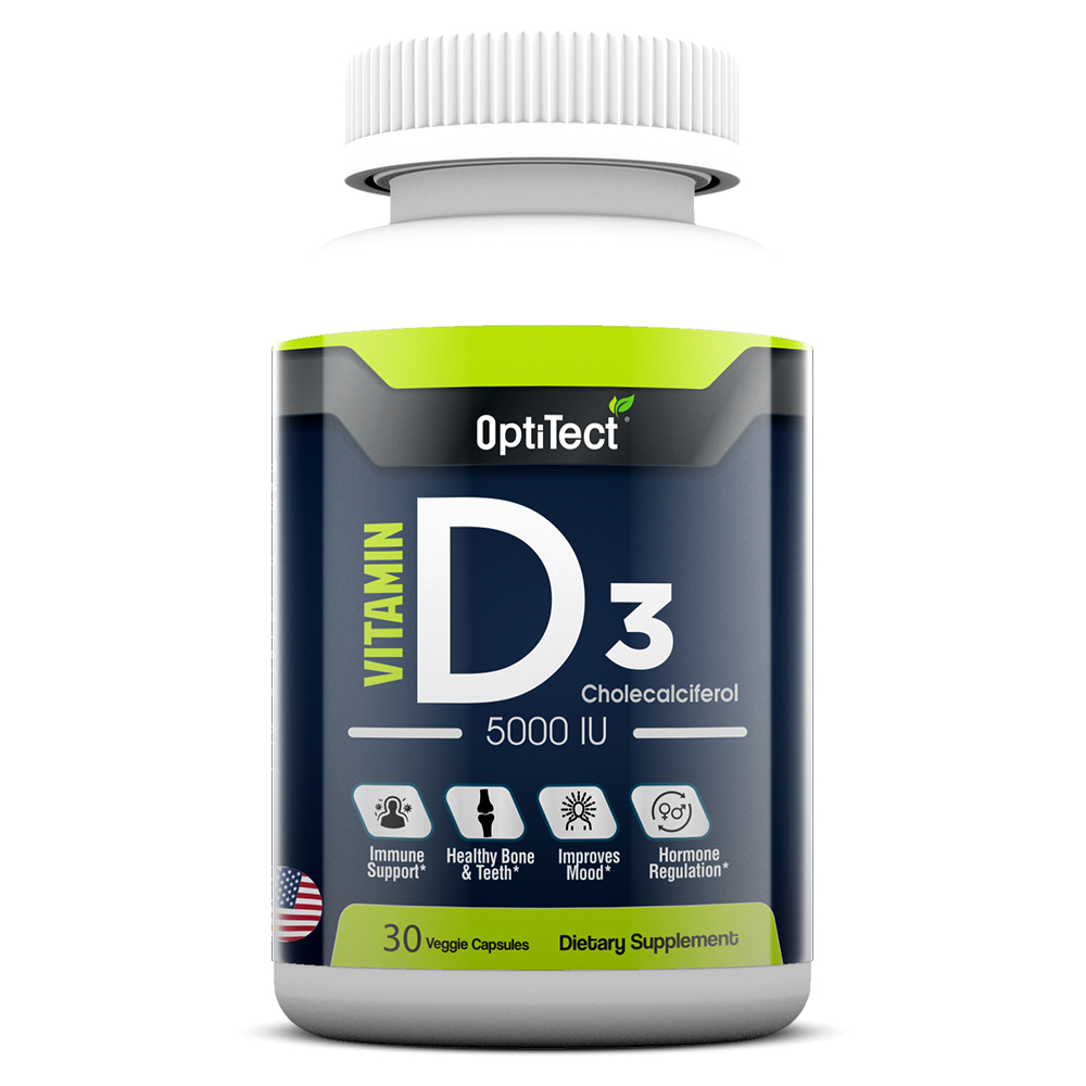 Optitect Vitamin D3, 30 Veggie Capsules, 5000 IU, Immnue Support ...