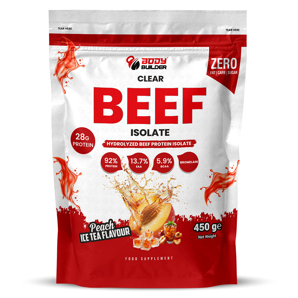 Body Builder Iso Beef Clear, Ice Tea Peach, 450 GM, High Protein ...