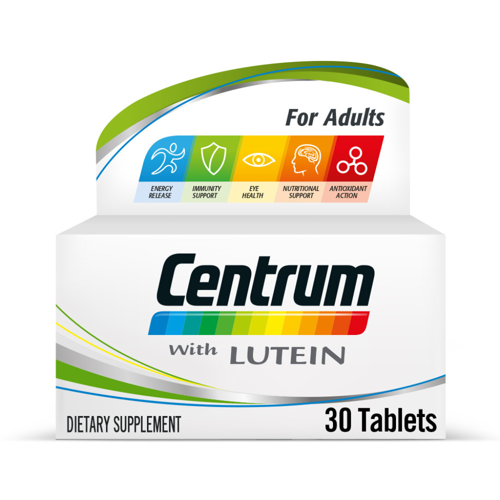 Centrum With Lutein, 30 Tablets, Immune & Energy Boost, Vision Support ...