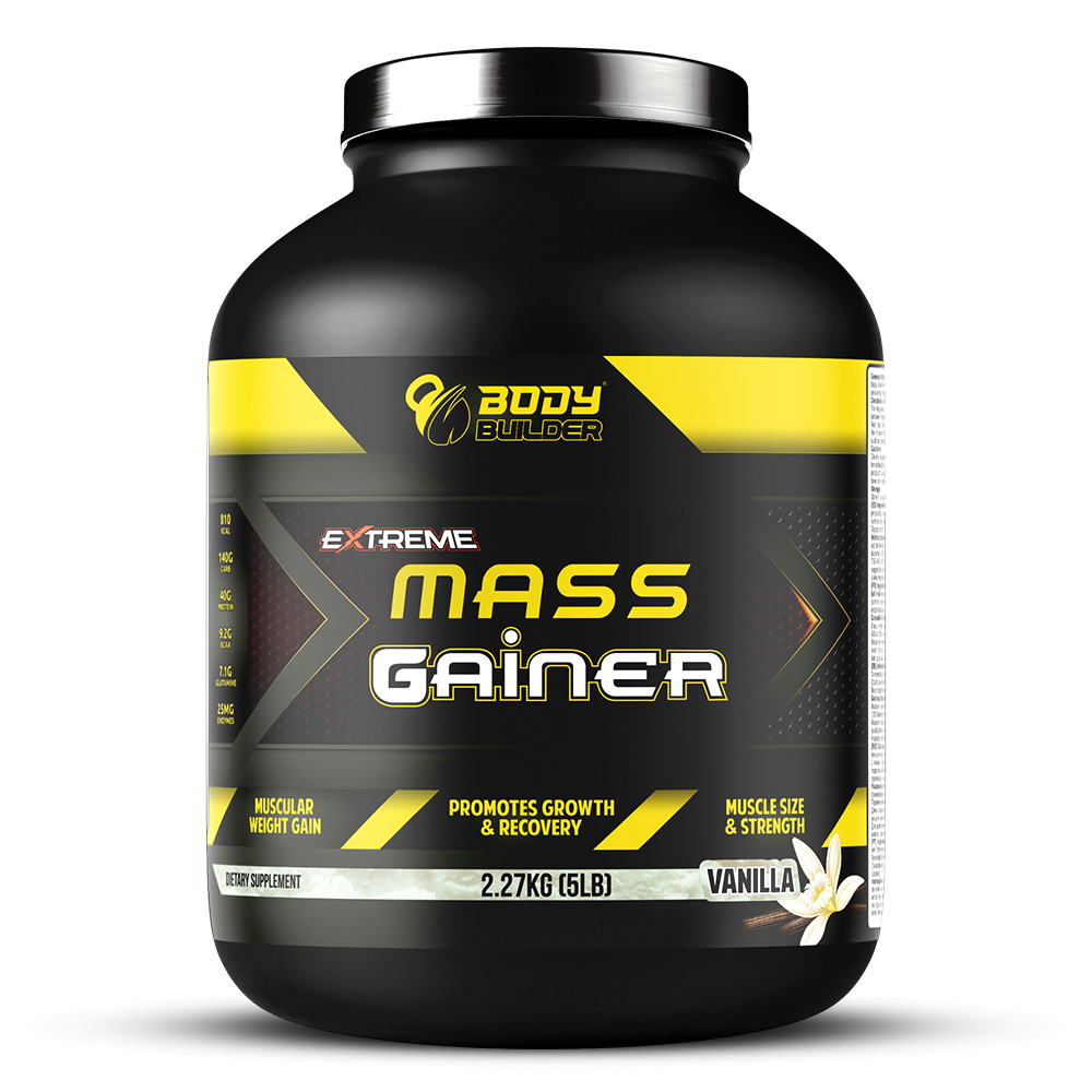 Body Builder Extreme Mass Gainer, Vanilla, 5 LB, Muscular Weight Gain ...
