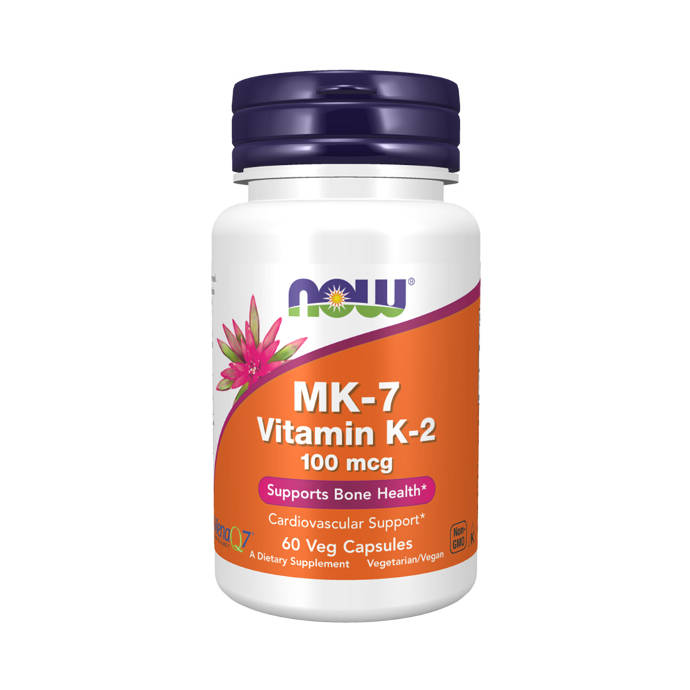Now Vitamin K 2 Mk 7, 60 Veggie Capsules, 100 mcg, Cardiovascular ...