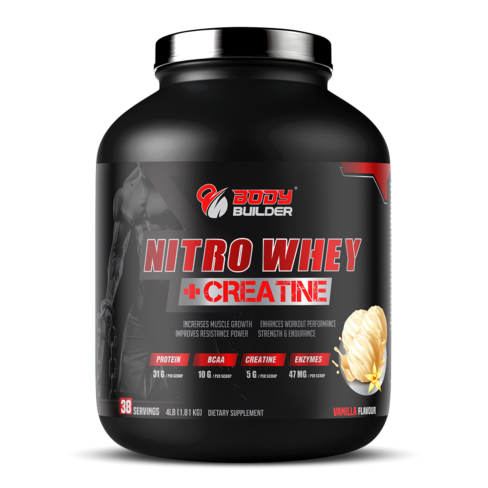 Body Builder Nitro Whey + Creatine, Vanilla, 4 LB, Lean Muscles Growth ...
