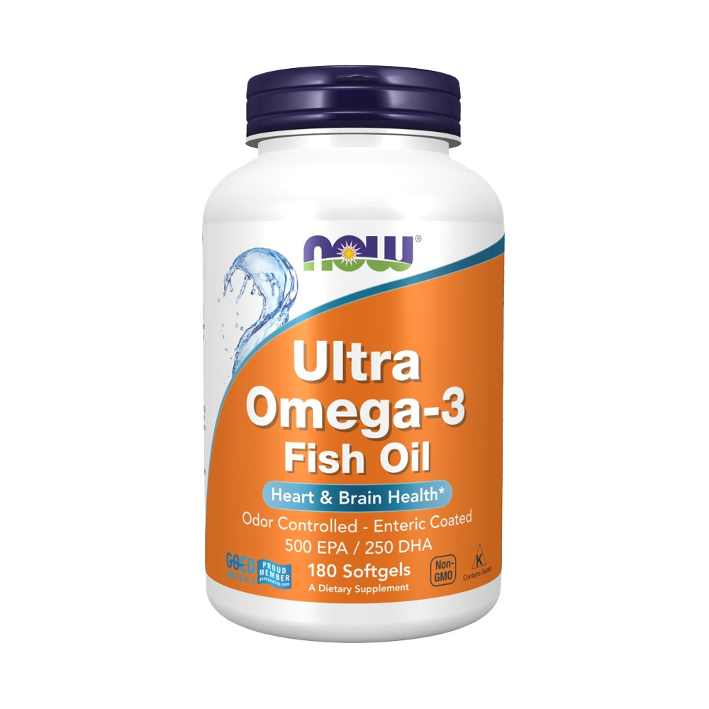Now Ultra Omega-3 Fish Oil, 180 Softgels, Odor Controlled - Enteric Coated | Dr Nutrition UAE